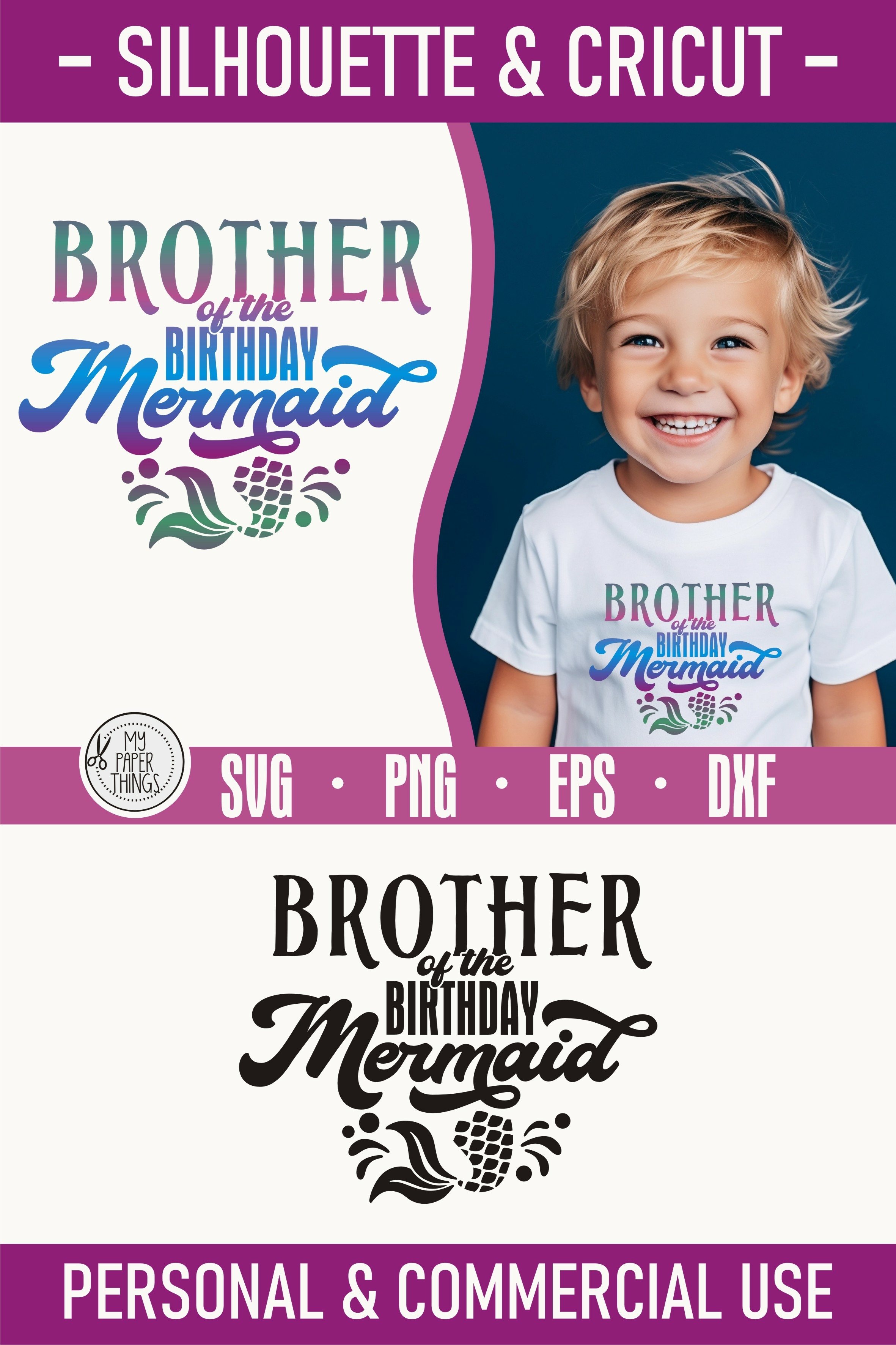 Birthday Mermaid Brother Svg