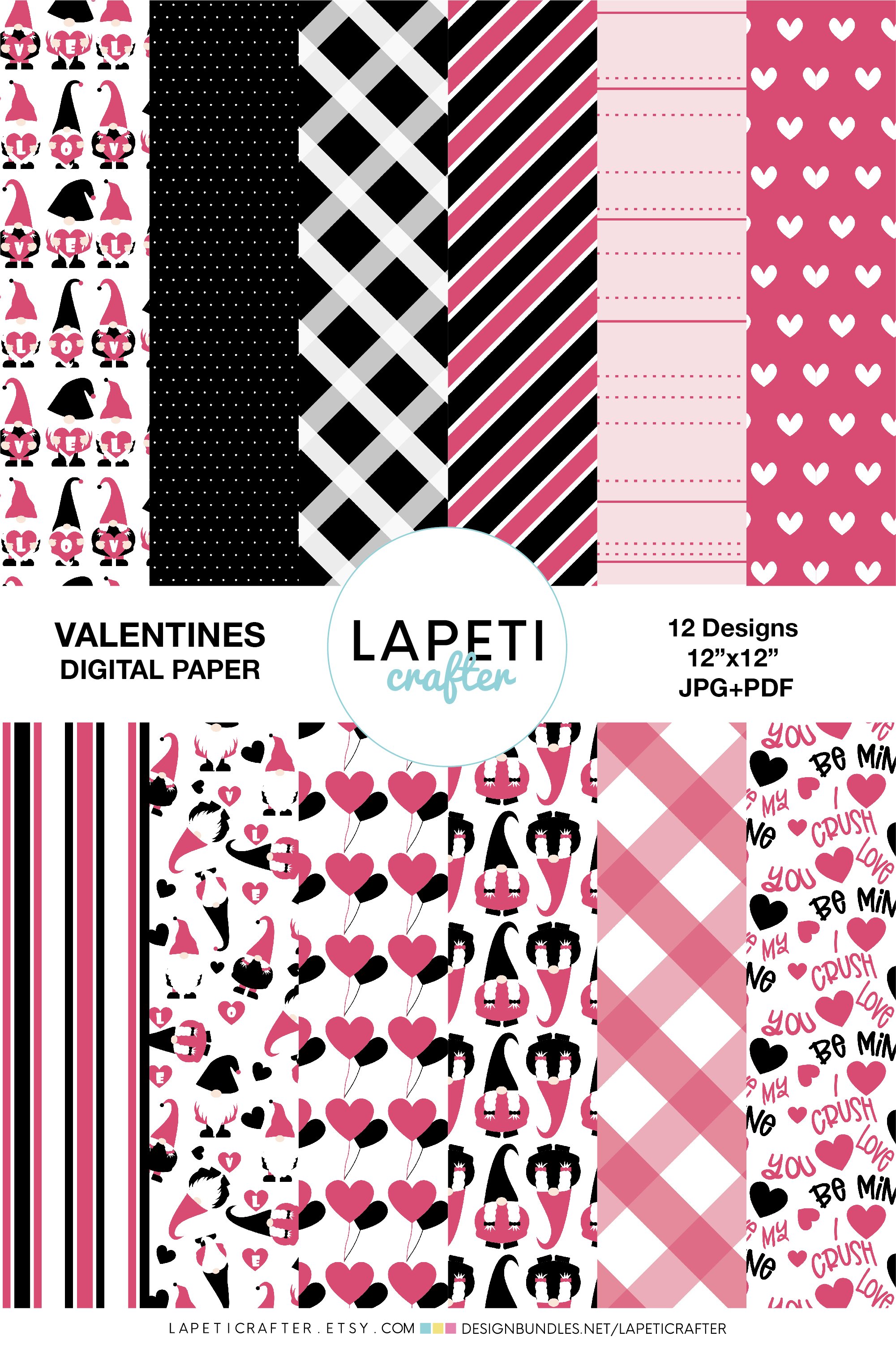 Valentines Digital Paper, Printable paper for Lovers