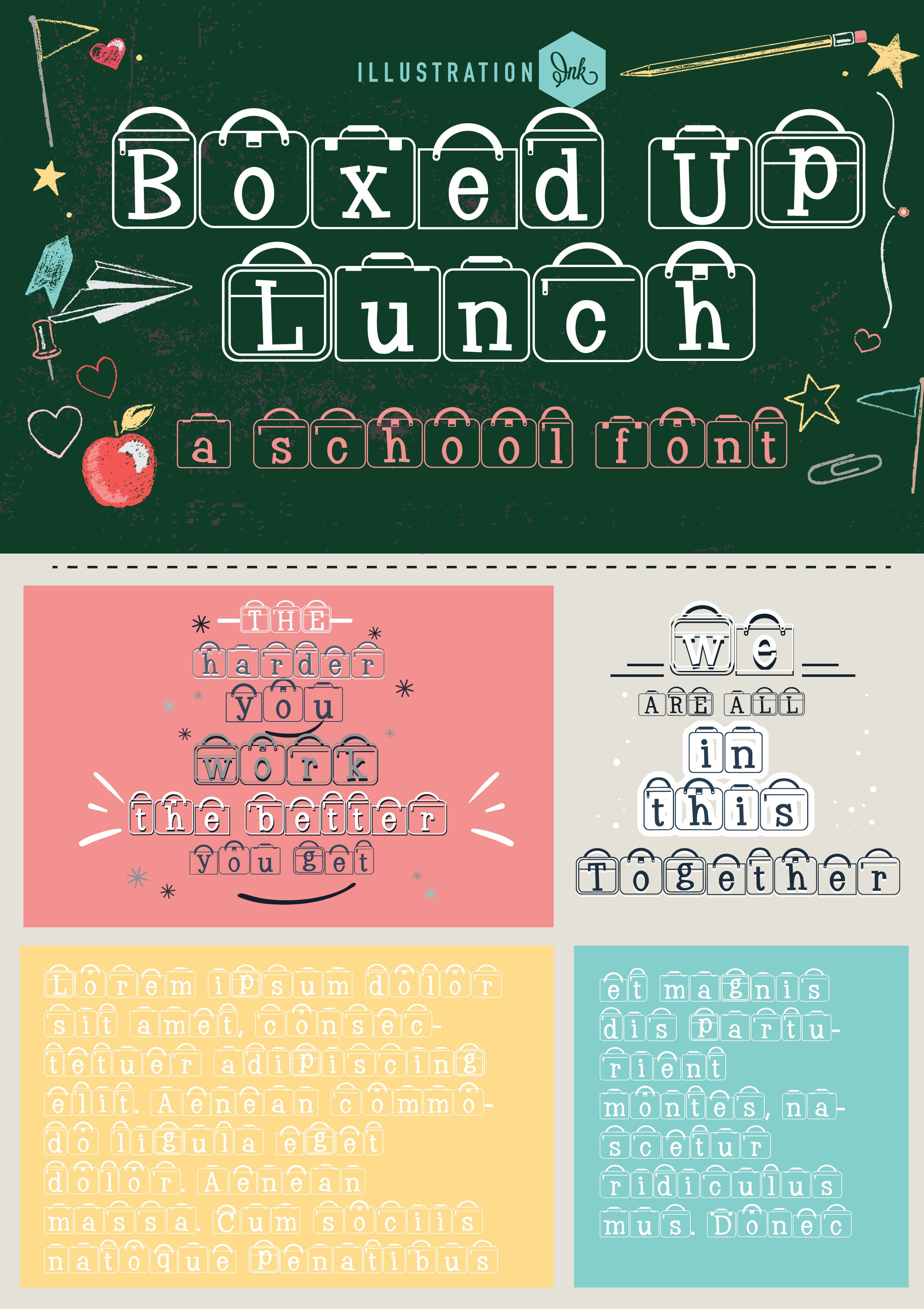 Hand-crafted, youthful school font for teachers and students