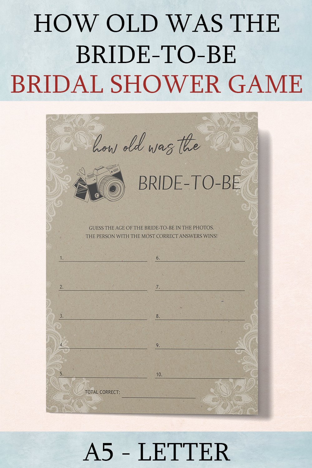 How Old Was the Bride-to-be Game, Wedding Party Game