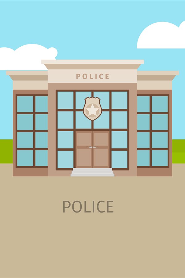 Colored urban police building