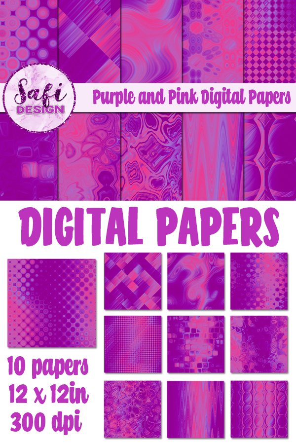 Purple and Pink Digital Papers (700532)