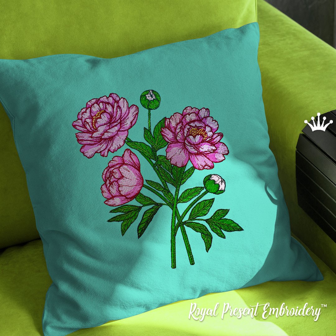 Garden peonies Machine embroidery design - 5 sizes
