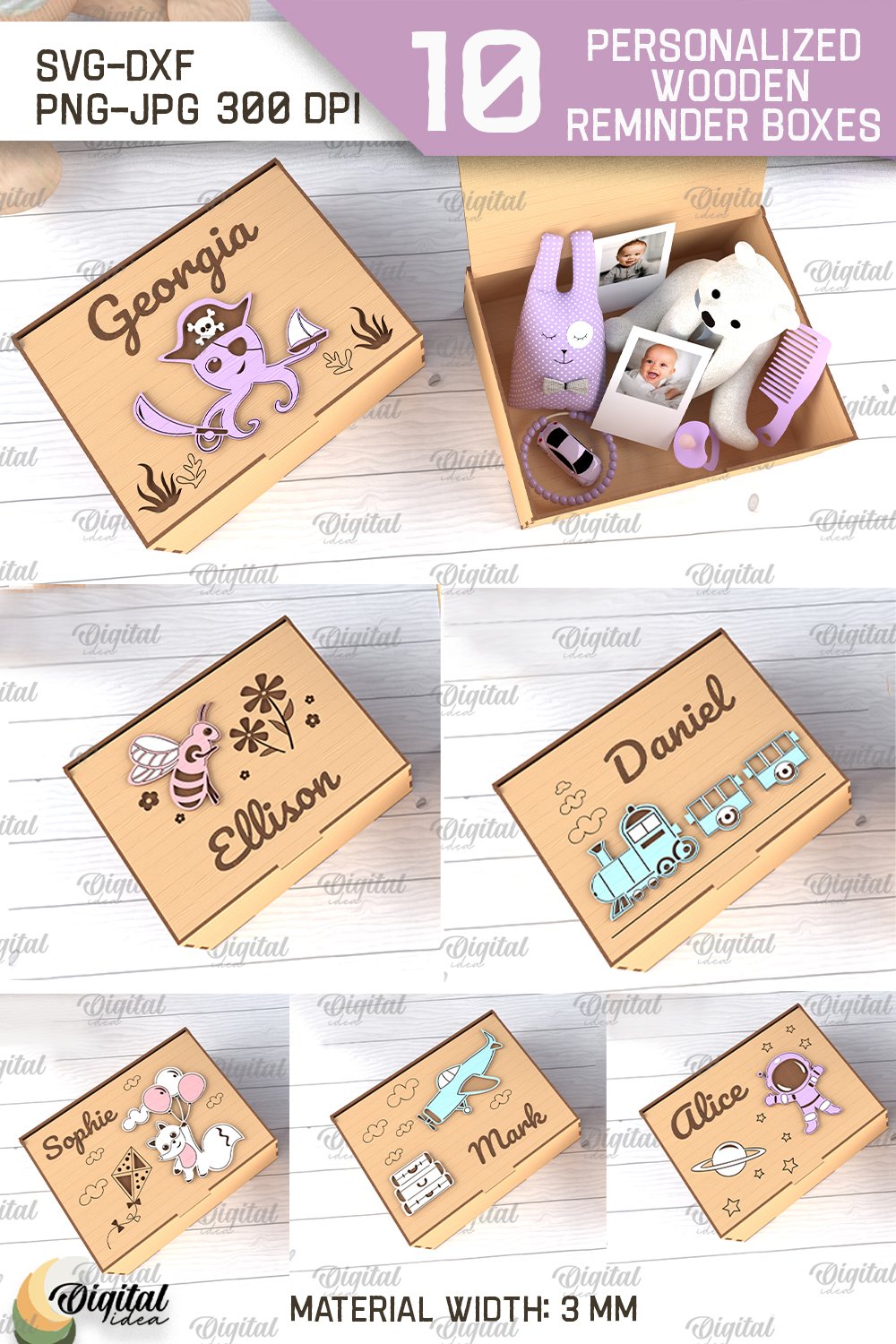 Memory Box For Baby Laser Cut Bundle. Personalized Box SVG