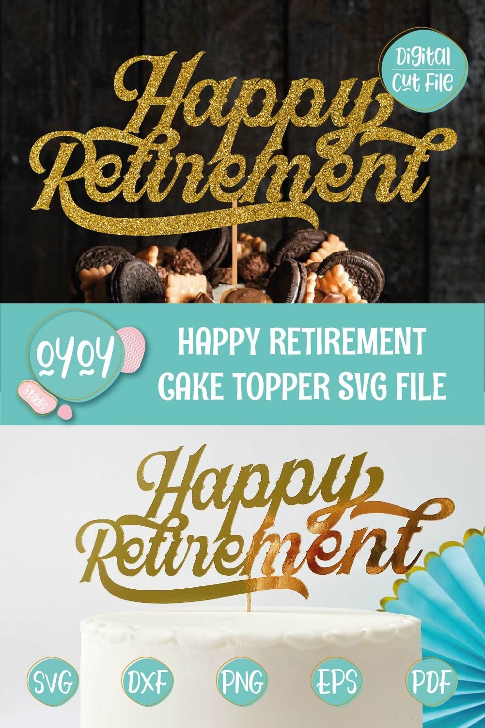 Happy Retirement Cake Topper SVG for Retirement Party
