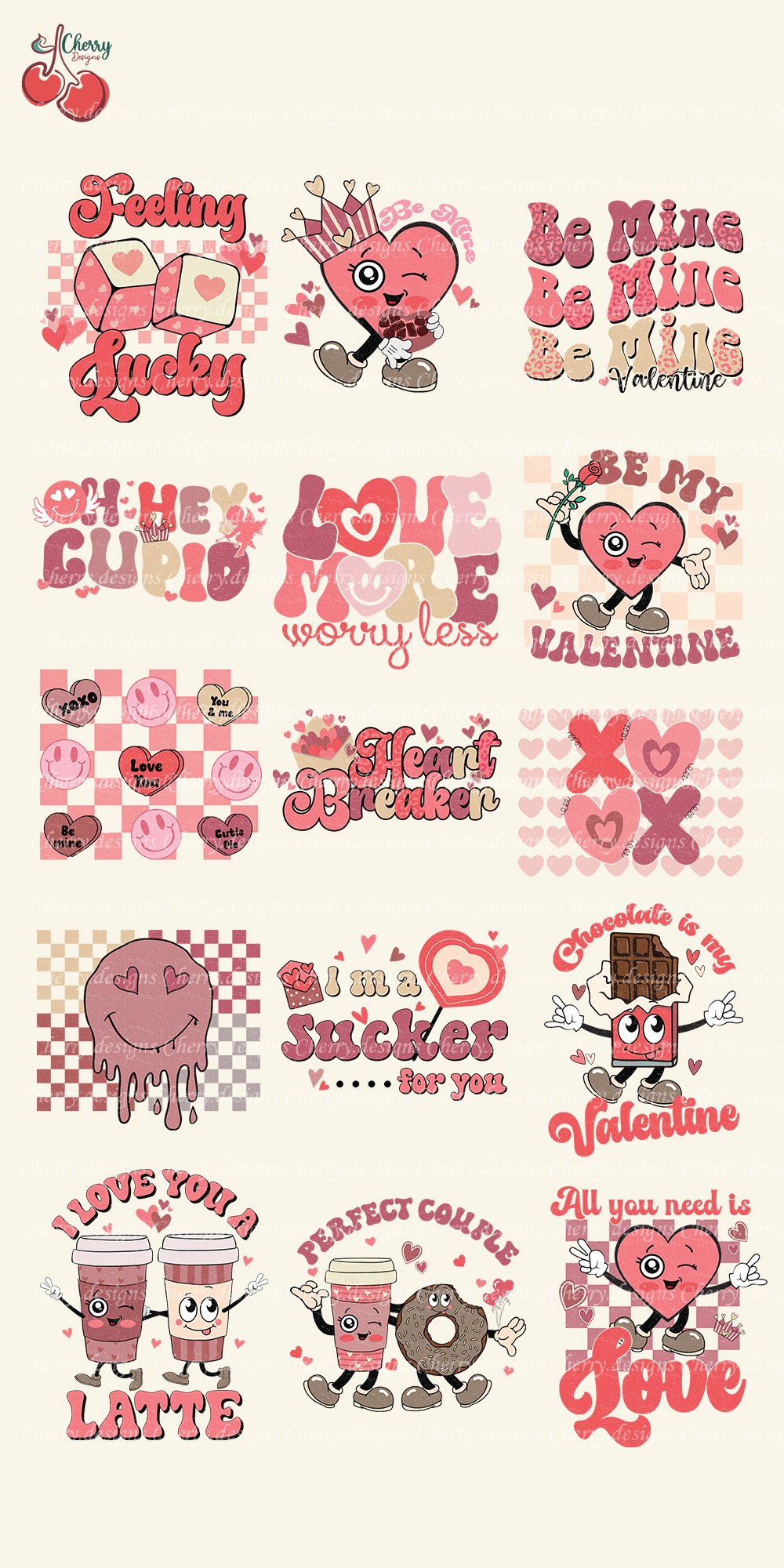 Valentine's Day Sublimation Bundle PNG, Love Heart Retro PNG