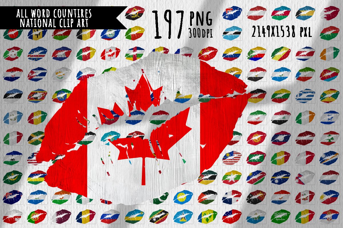 World countries. National lip prints. Patriotic sublimations
