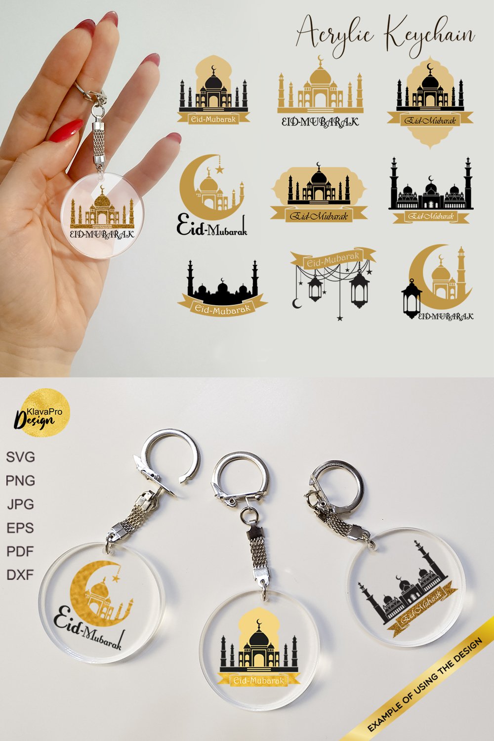 Eid-Mubarak keychain bundle Svg Muslim Ramadan Cut Files