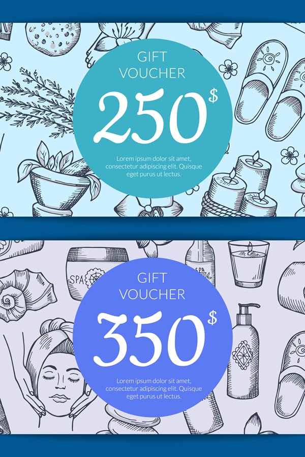 Vector hand drawn spa discount card