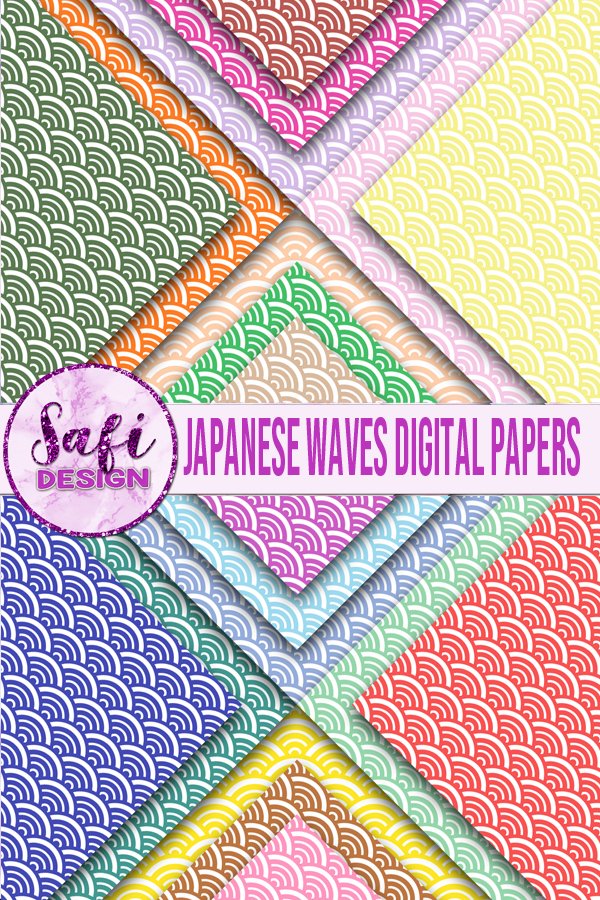 Japanese Waves Digital Papers