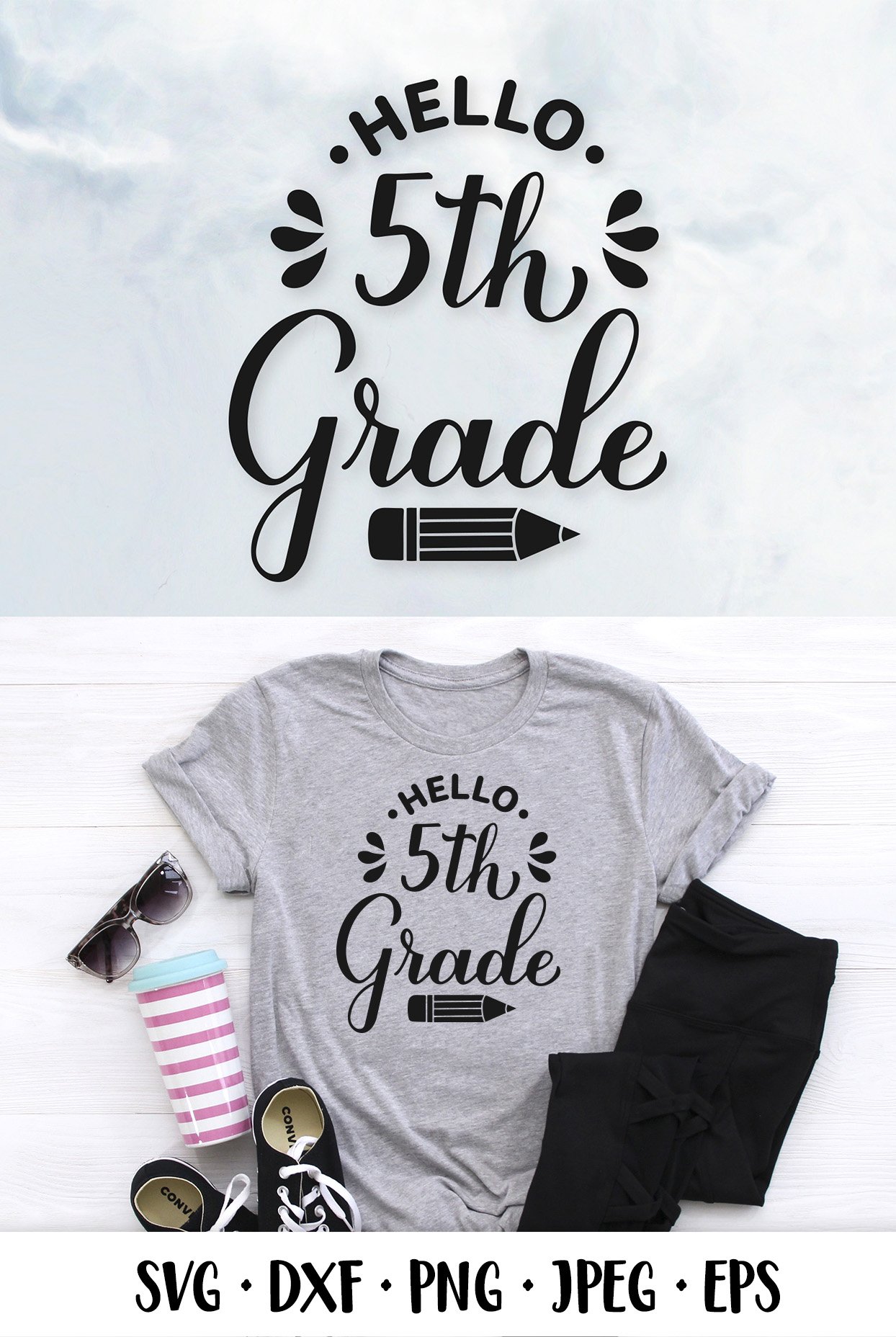 Hello 5th Grade SVG. Fifth grade. First day of school