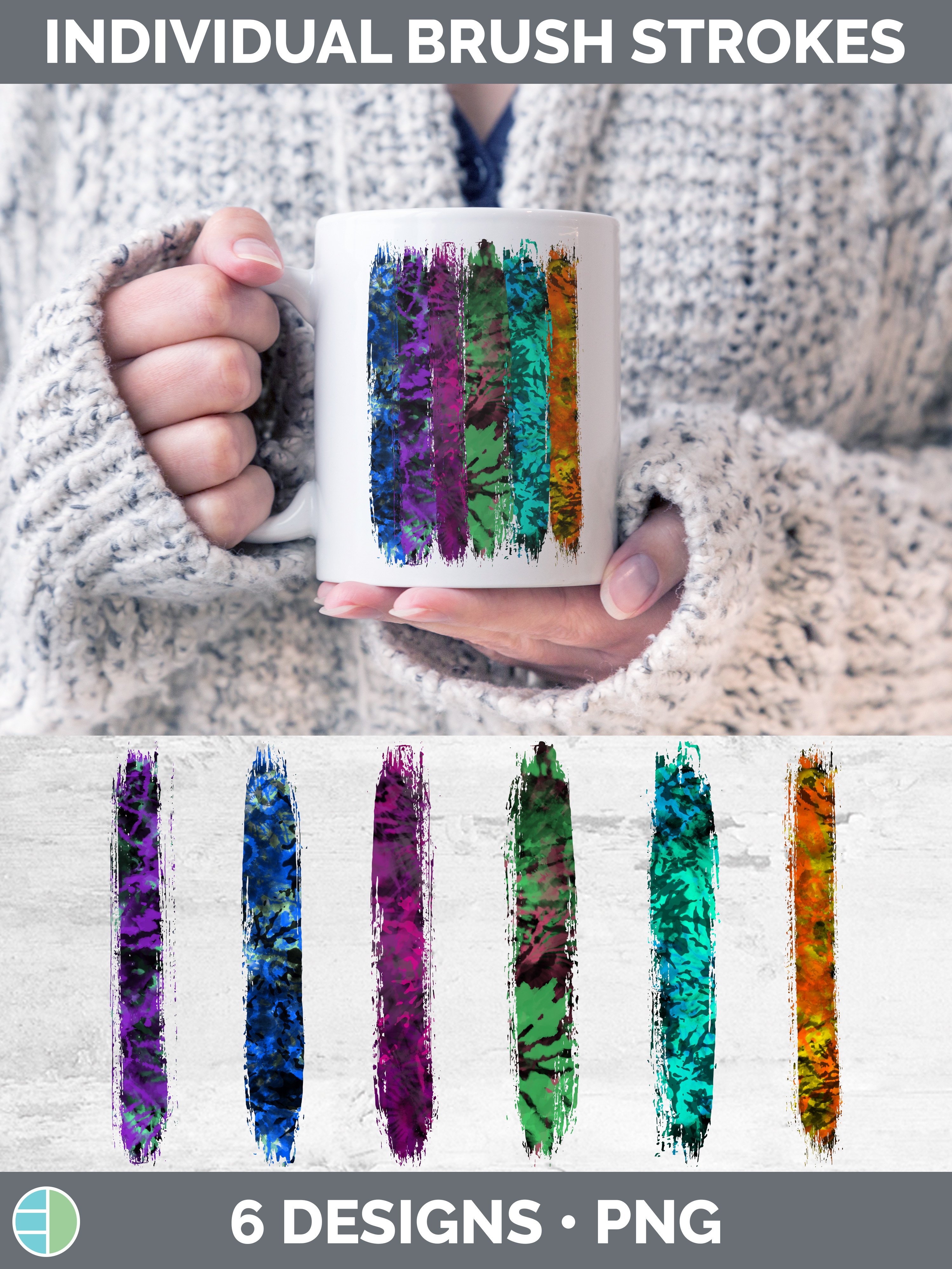 Tie Dye Brush Strokes PNG | Sublimation Designs