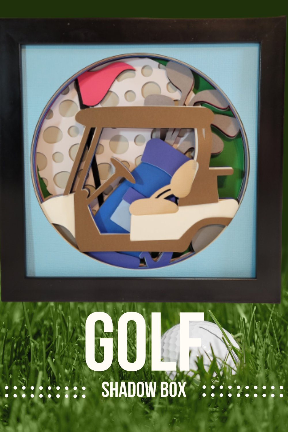 Golf Svg Shadow Box, 3D Layered Sports Golf Theme Cut File