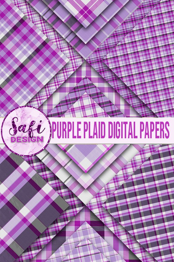 Purple Plaid Digital Paper Backgrounds