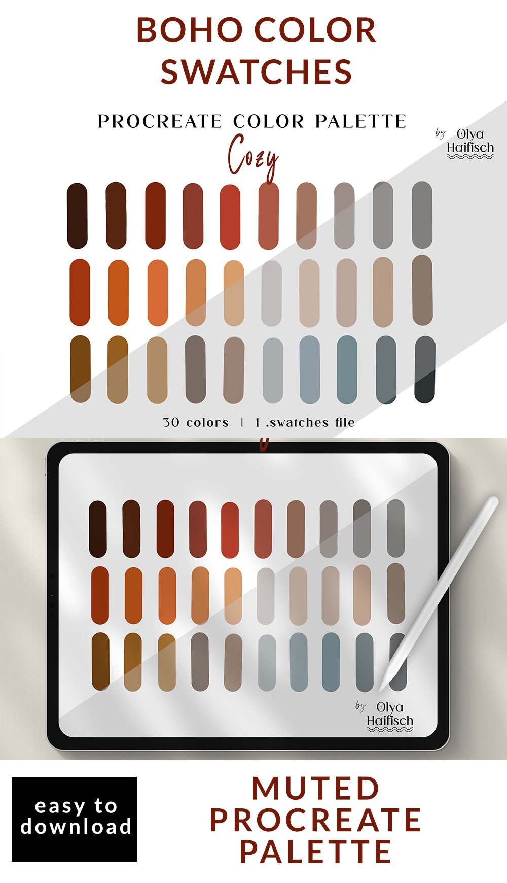 Autumn Procreate Color Palette. Boho Color Swatches