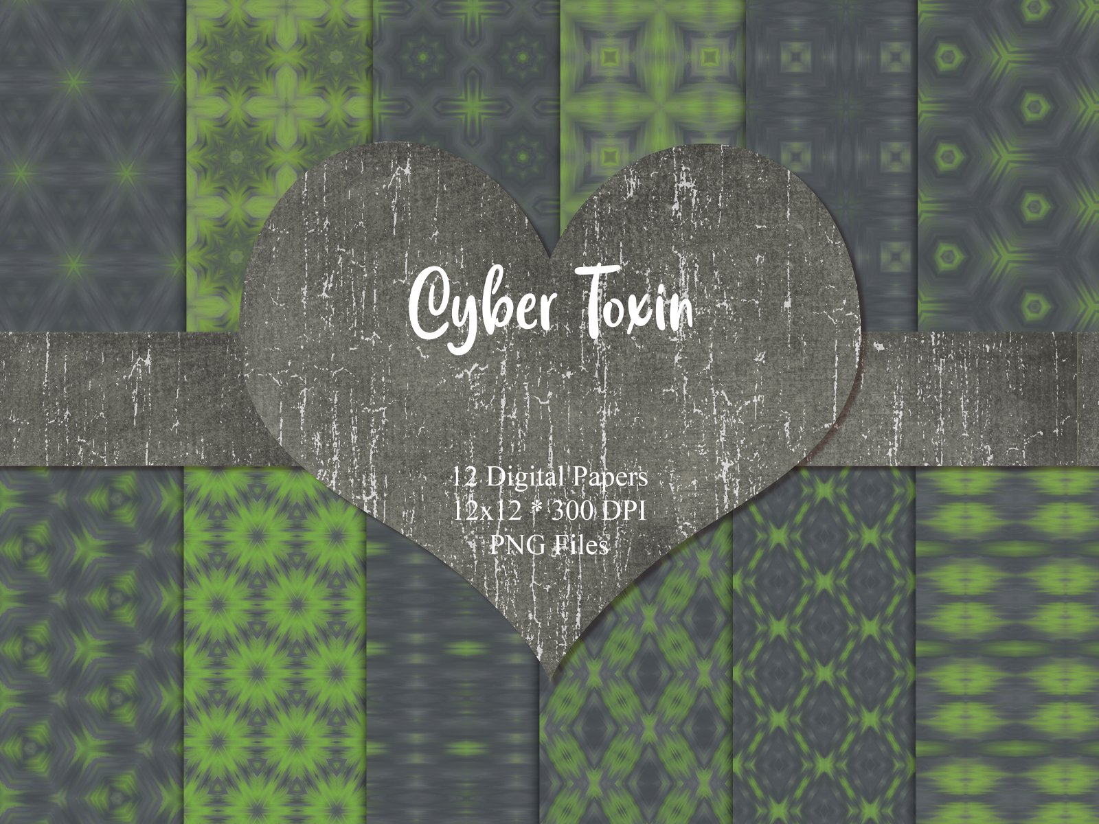 Dark Blue & Lime Green Modern Geometric Scrapbook Paper Pack