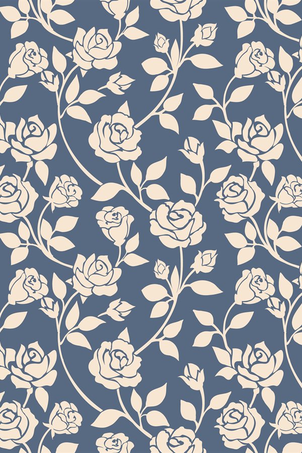 Blue roses floral seamless pattern