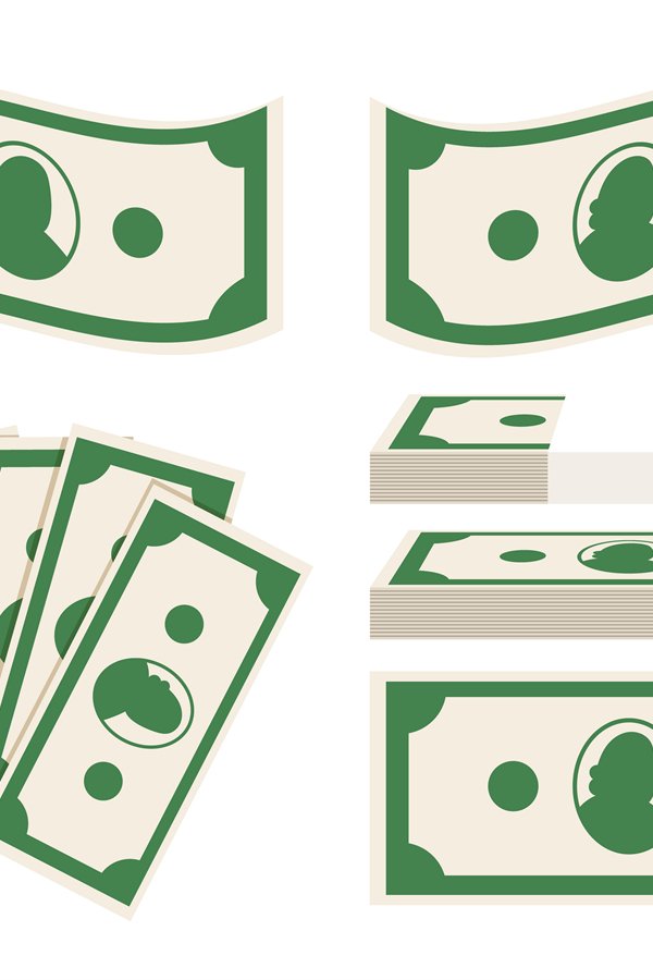 Green banknotes set