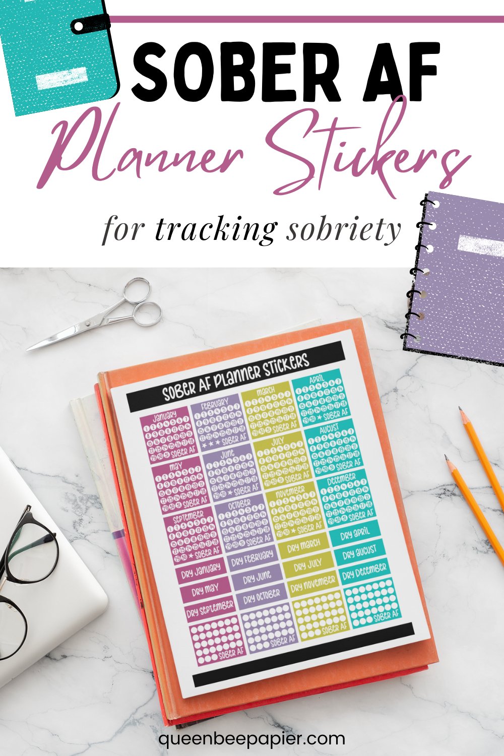 Sober AF Planner Stickers For Tracking Sobriety