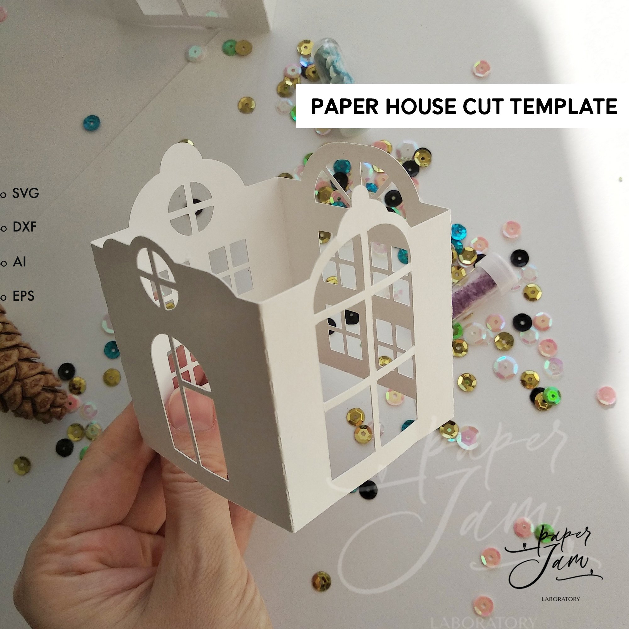 Paper house SVG template Christmas ornament svg