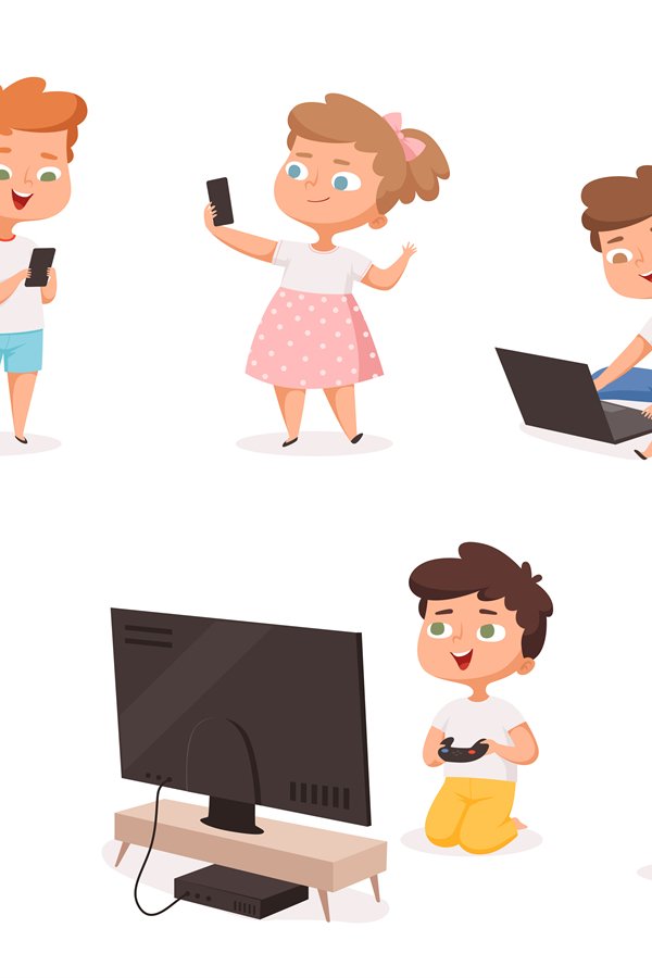 Kids using gadgets. Tablet pc smartphone laptop for children