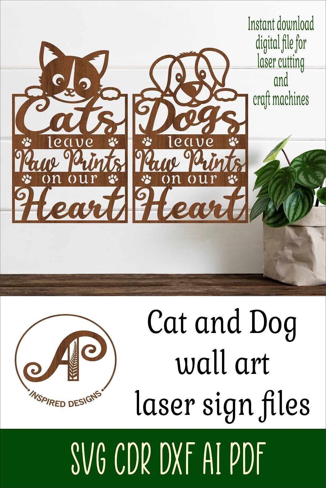 Cat and Dog quote signs svg laser cut file
