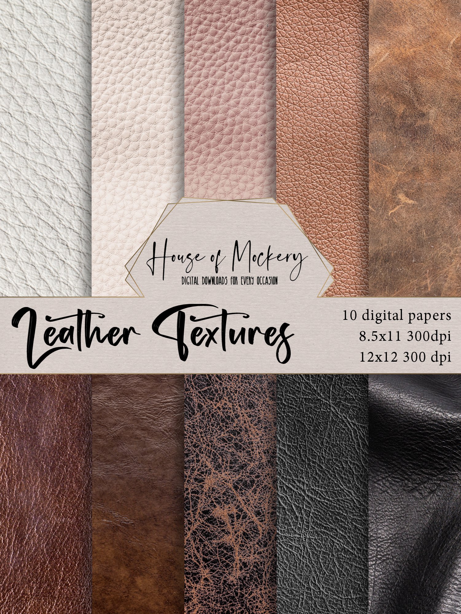 Leather Textures Digital Scrapbook Background Paper Pack