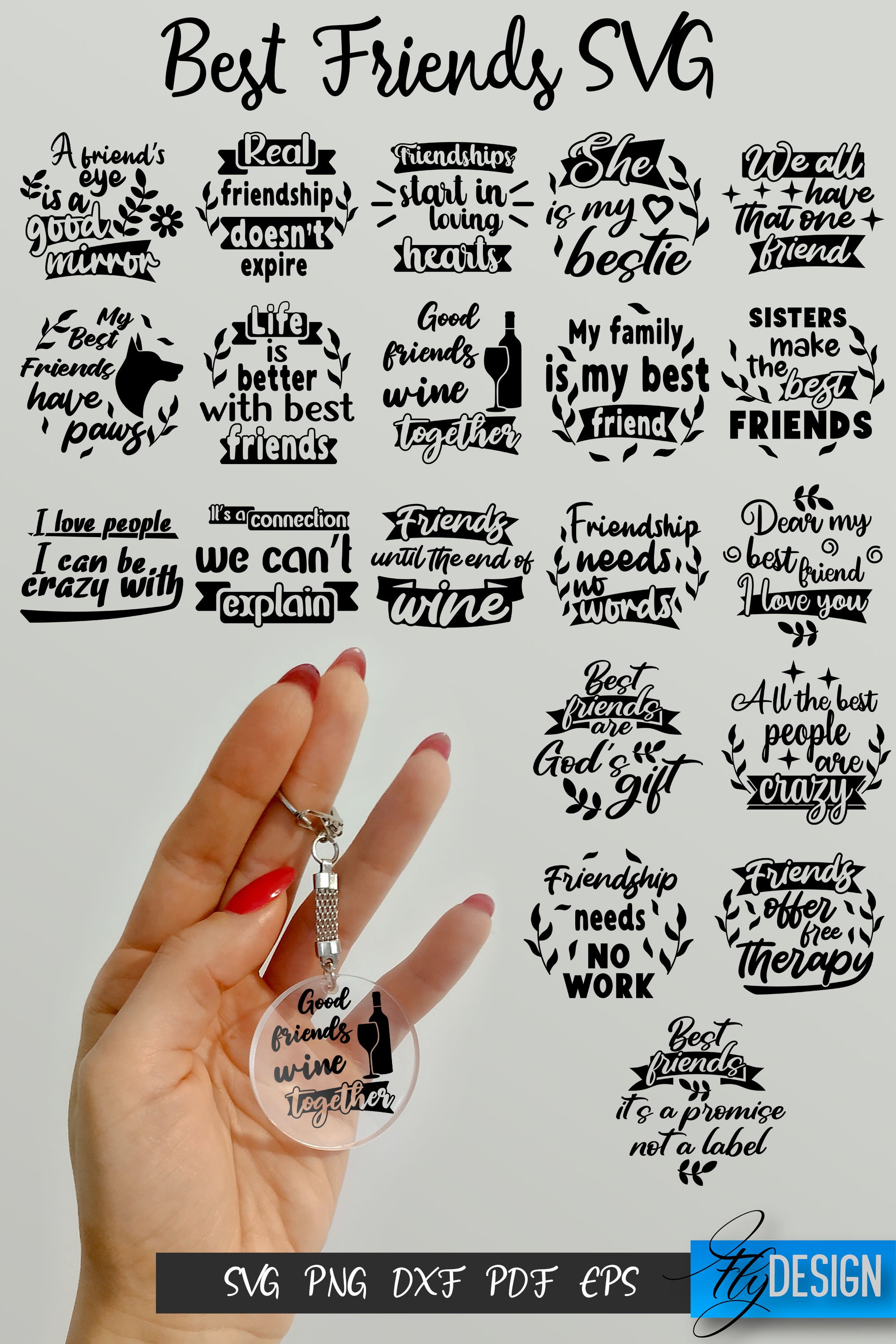 Best Friends Keychain SVG Bundle. Best Friend Quotes SVG