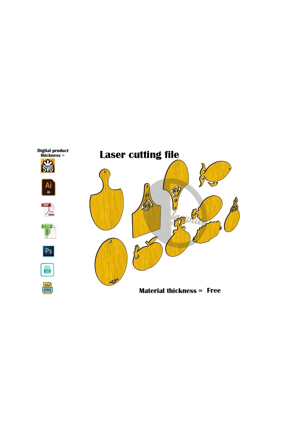 Cutting Board SVG 10 Model - Laser Cutting File