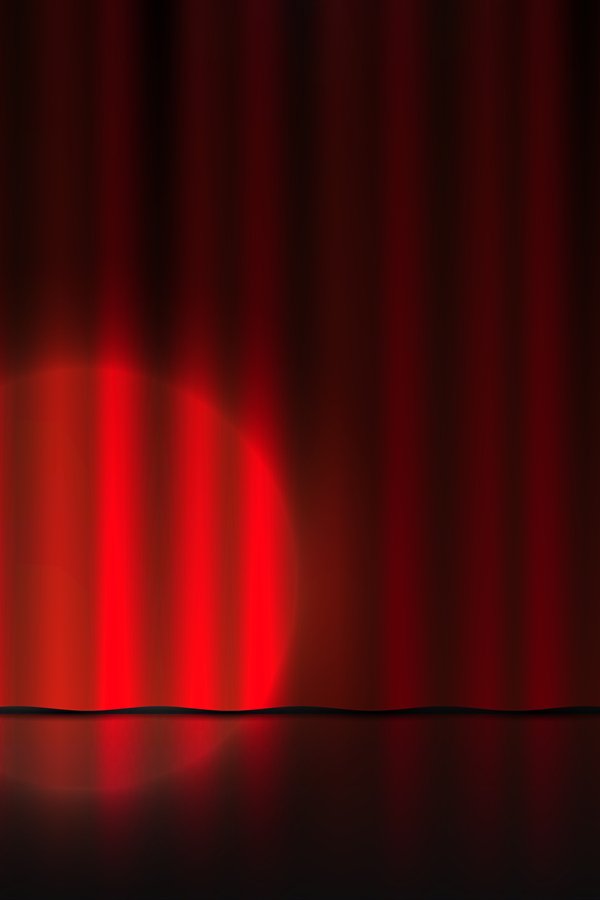 Realistic theater stage. Red curtains and (1426256)