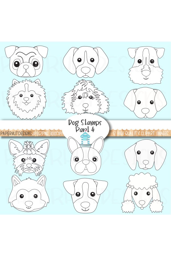 Dog Faces Digital Stamps|Dog Face Illustration|Dog (735378)