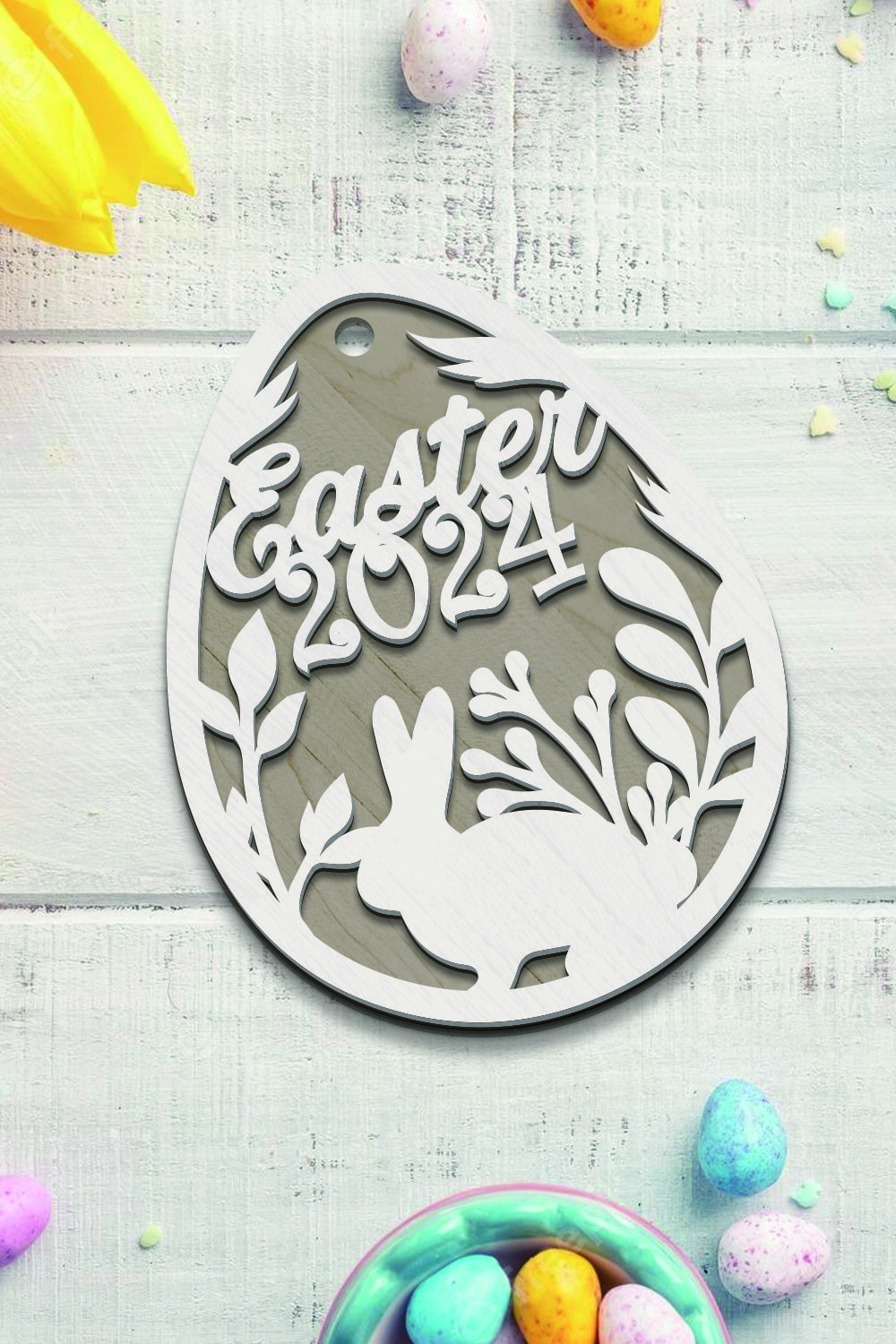 Easter Laser Cut Template with Rabbit