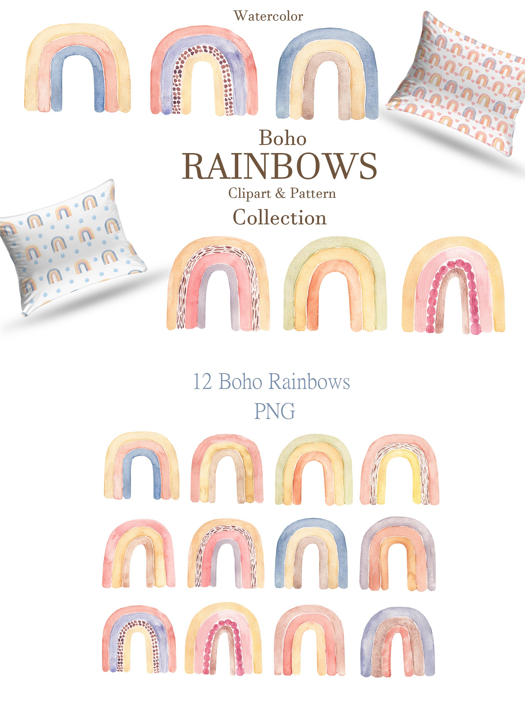 Watercolor Boho Rainbows set (2439543)