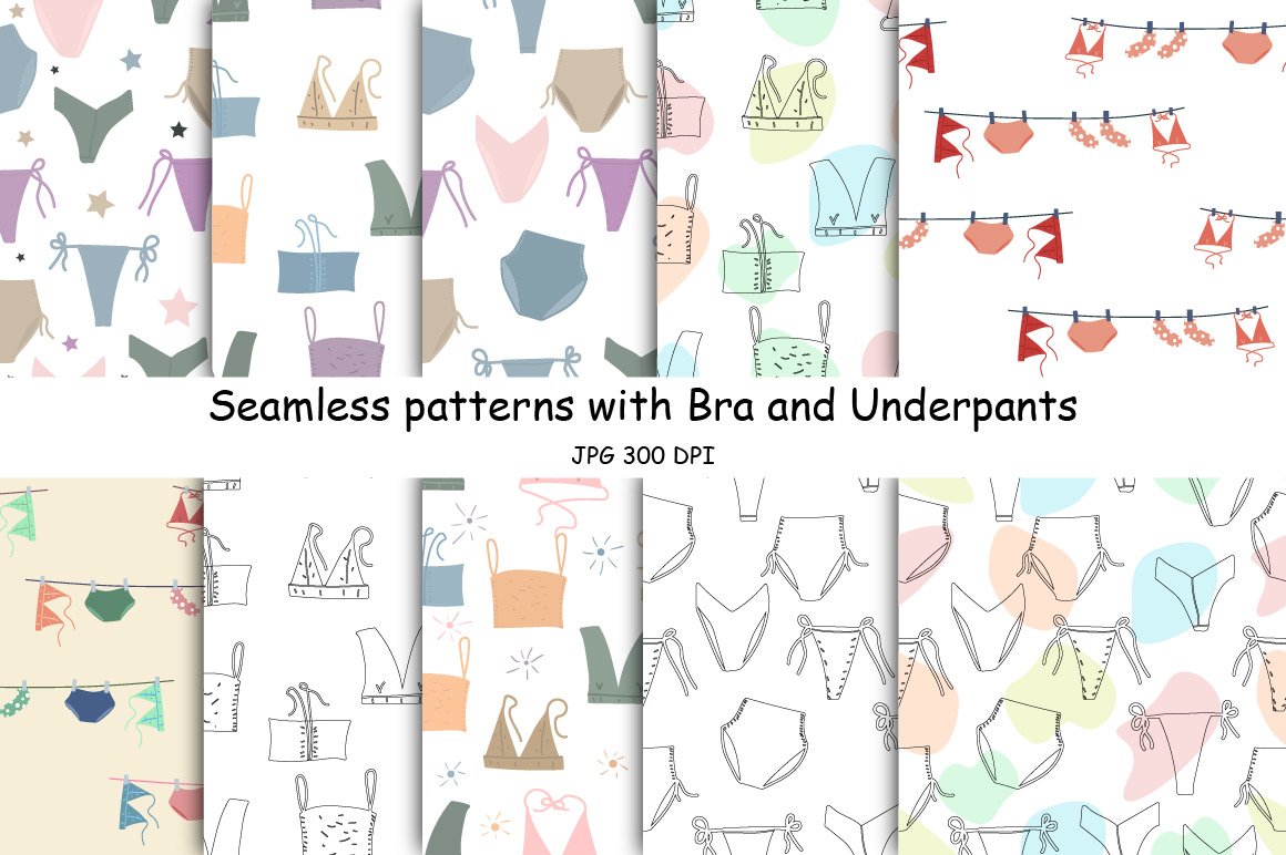 Digital paper with bra and underpants seamless pattern