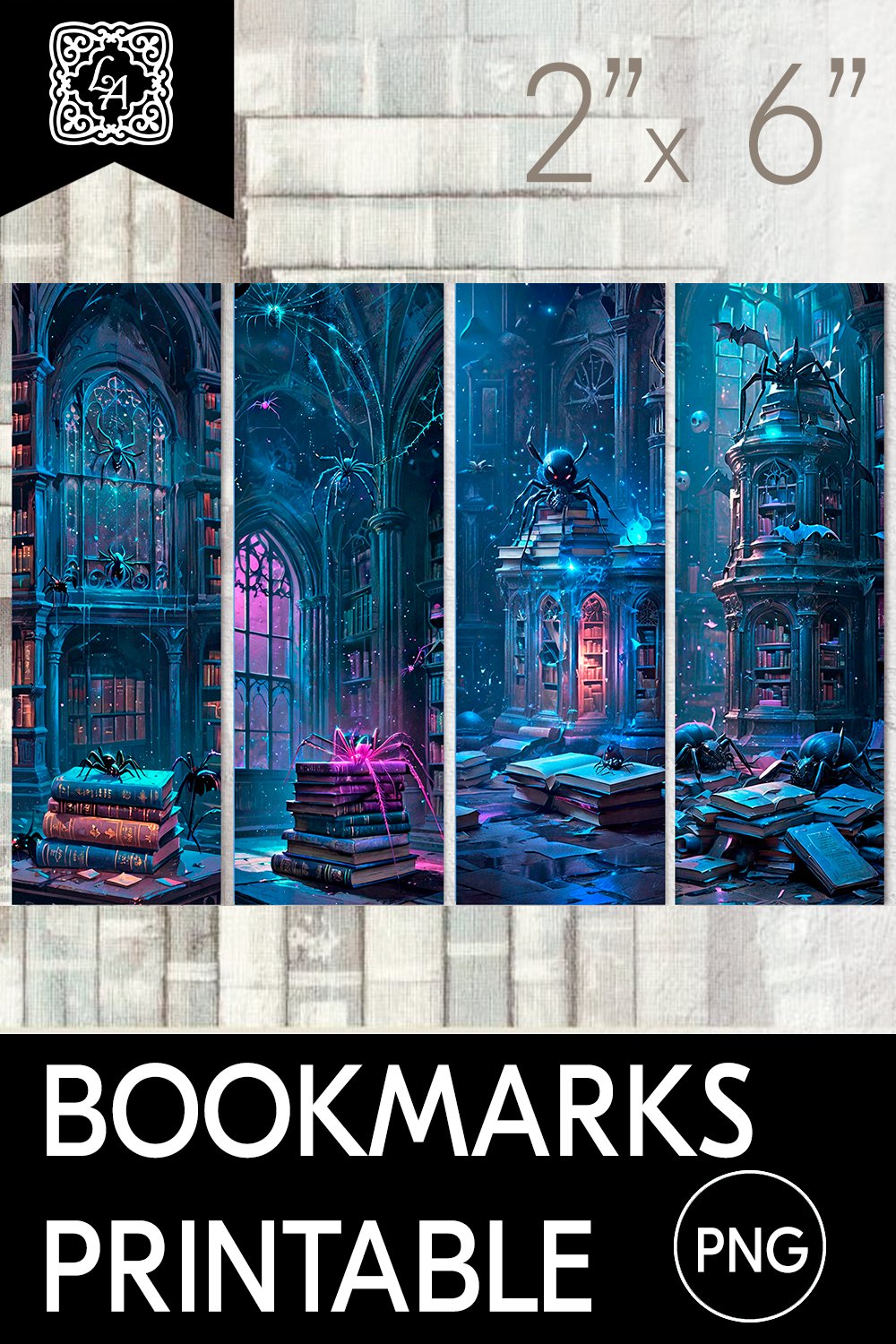 Abandoned Library Printable Bookmark 4 PNG