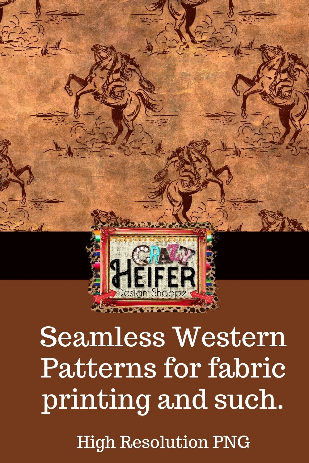 Seamless Pattern Vintage Western Cowgirl Fabric (1657102)