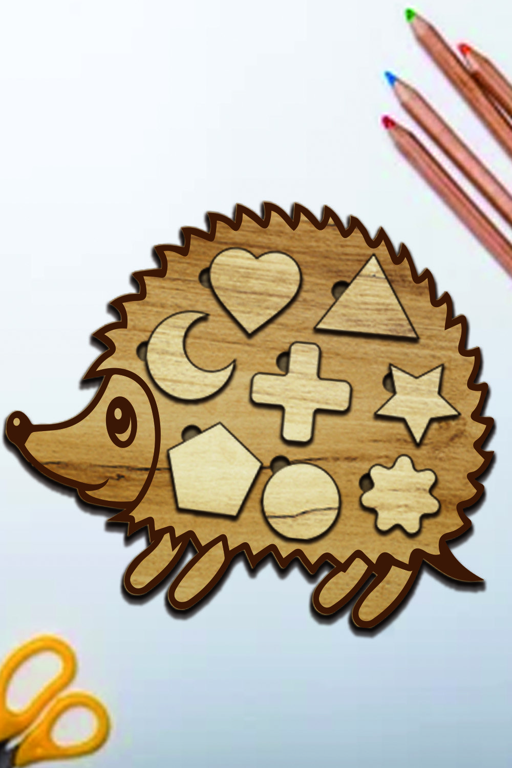 Hedgehog Kids Puzzle, Craft Template