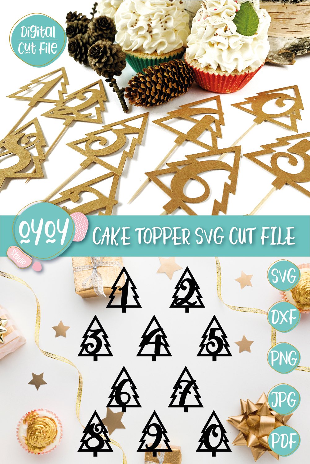 Christmas Tree Numbers SVG | Cake Topper, Cupcake Topper SVG