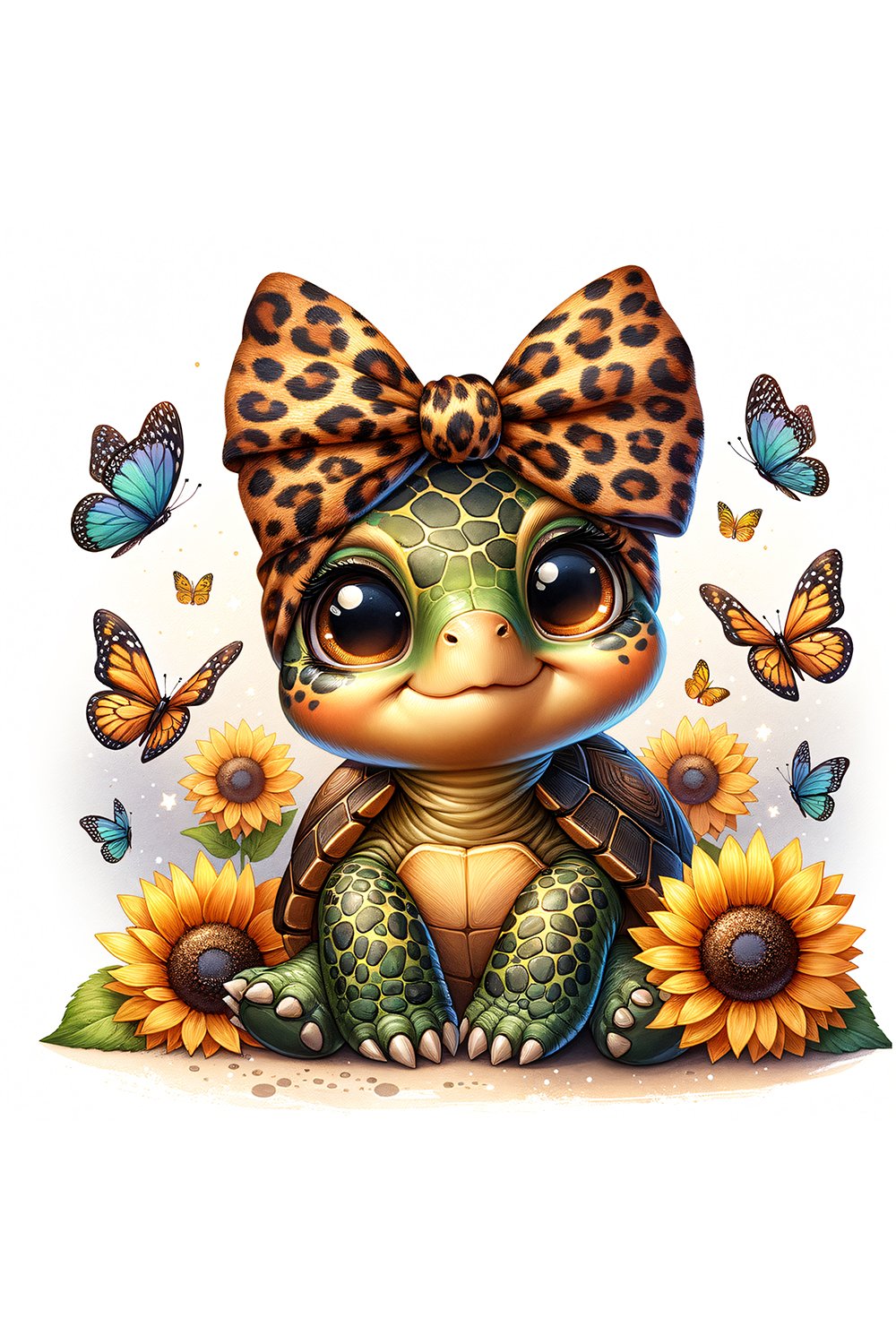 Cute Turtle with Sunflowers JPG File (3550419)