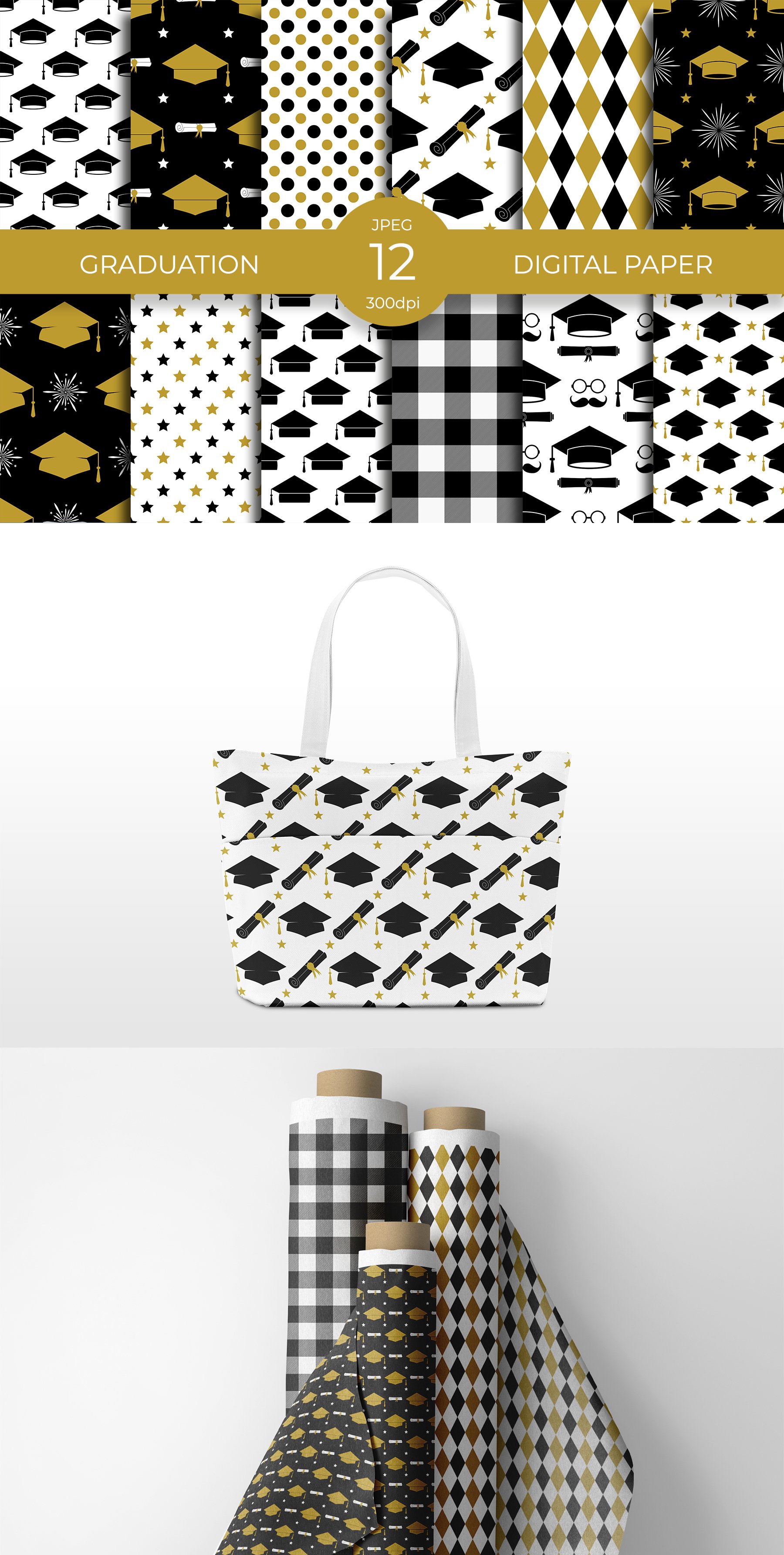 Graduation Digital Paper Bundle. Graduate Seamless (1929975)