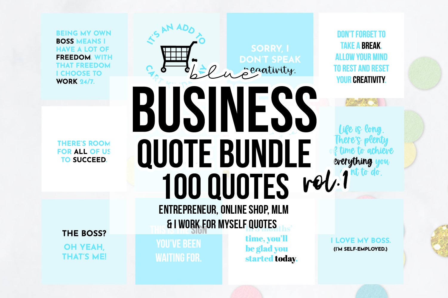 100 x Blue Business Social Media Quotes Bundle