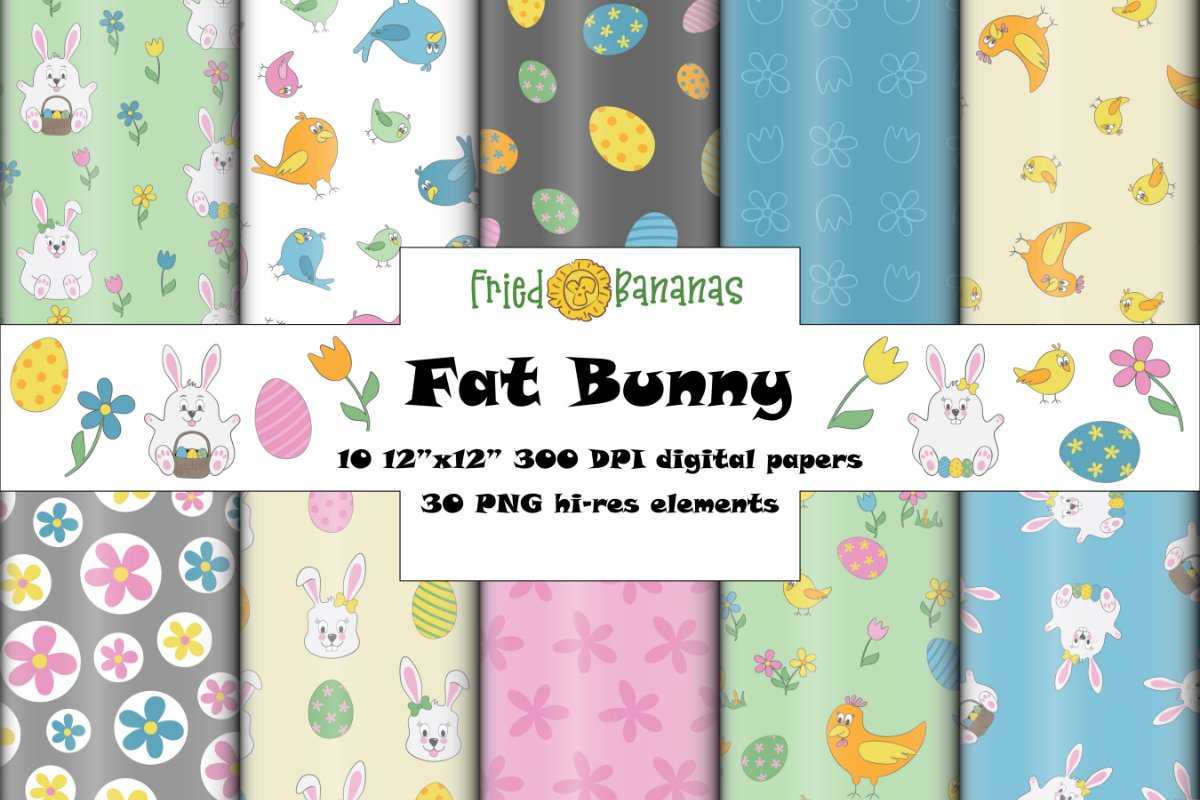Cute Easter Bunny Paper Pack instant download