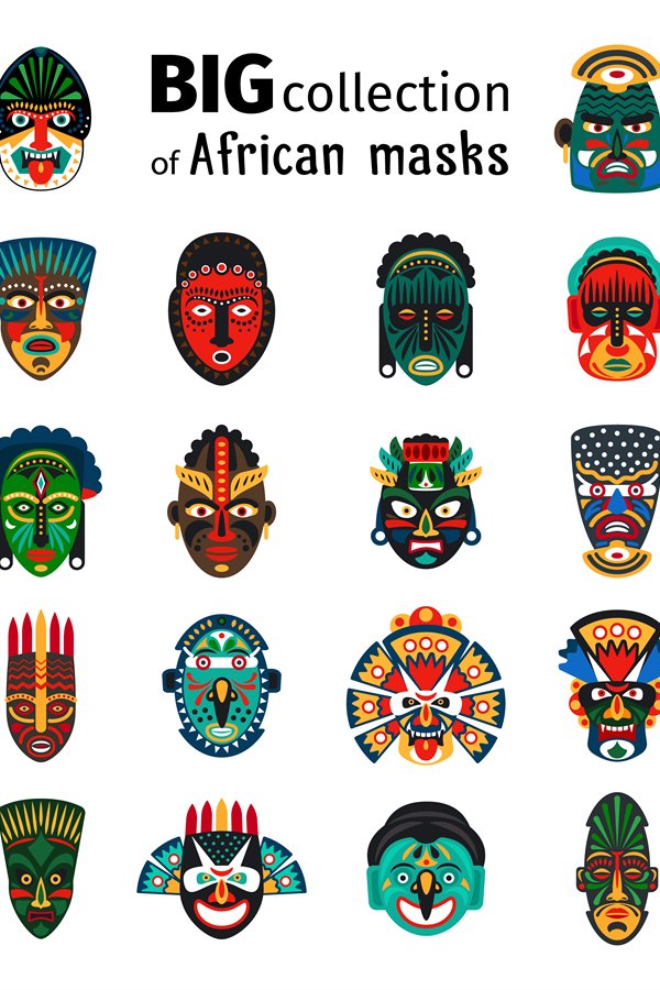 Tribal african masks set