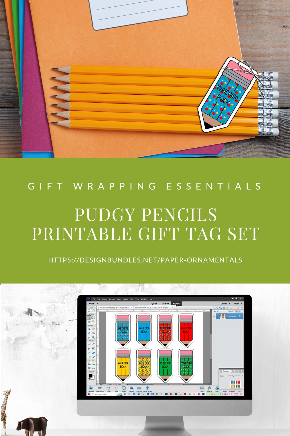 Gift Tags, Printable Gift Tags, Welcome Back Pudgy Pencils