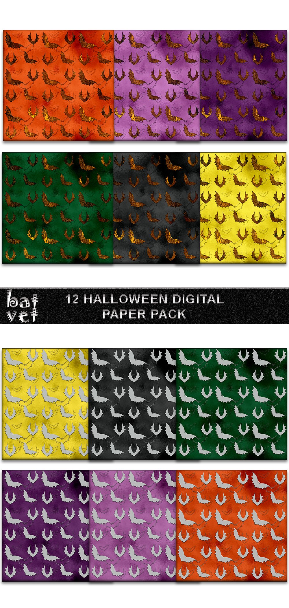 Halloween Digital Paper| Bat Background Bundle