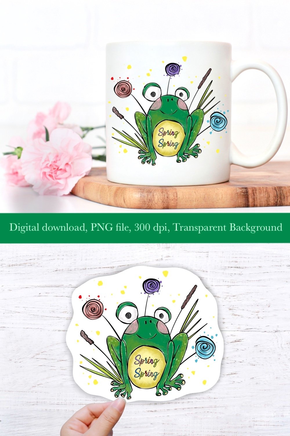 Cute Spring Frog PNG