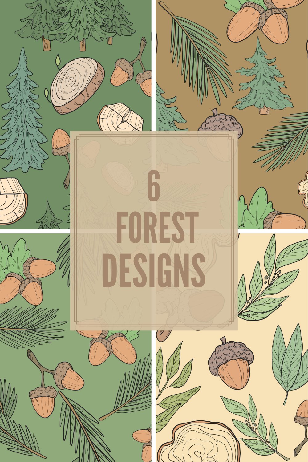 6 forest seamless pattern digital paper set wall art decor