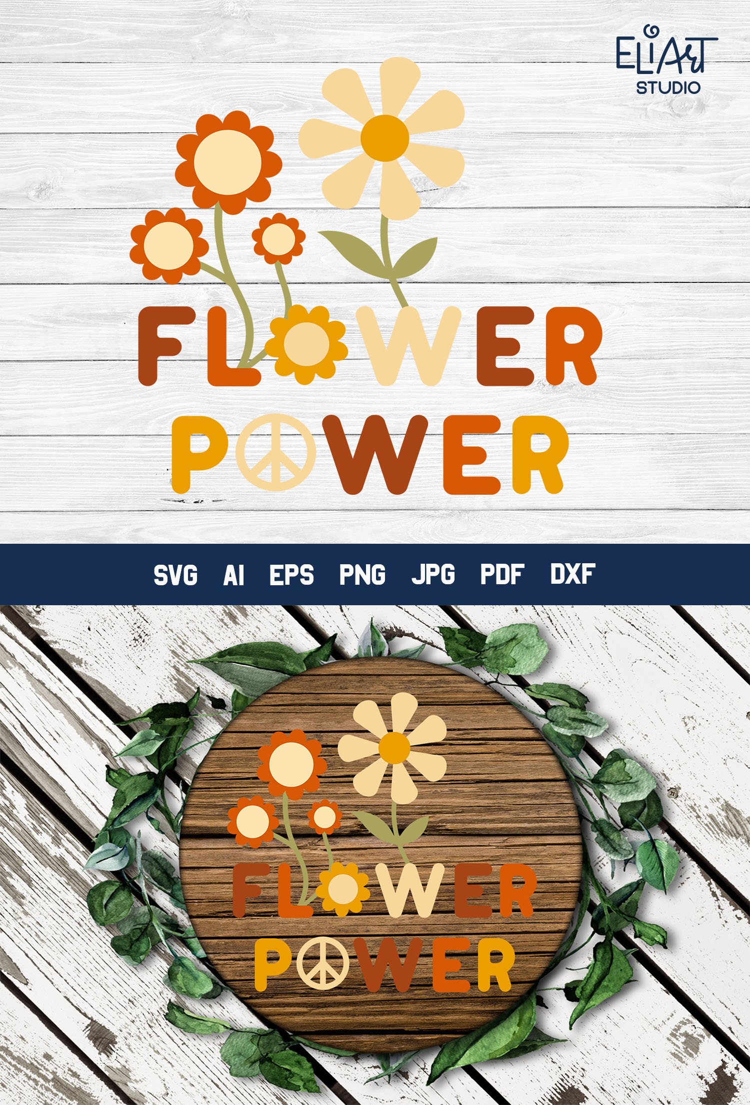 Flower Power SVG | Groovy Flowers PNG Illustration