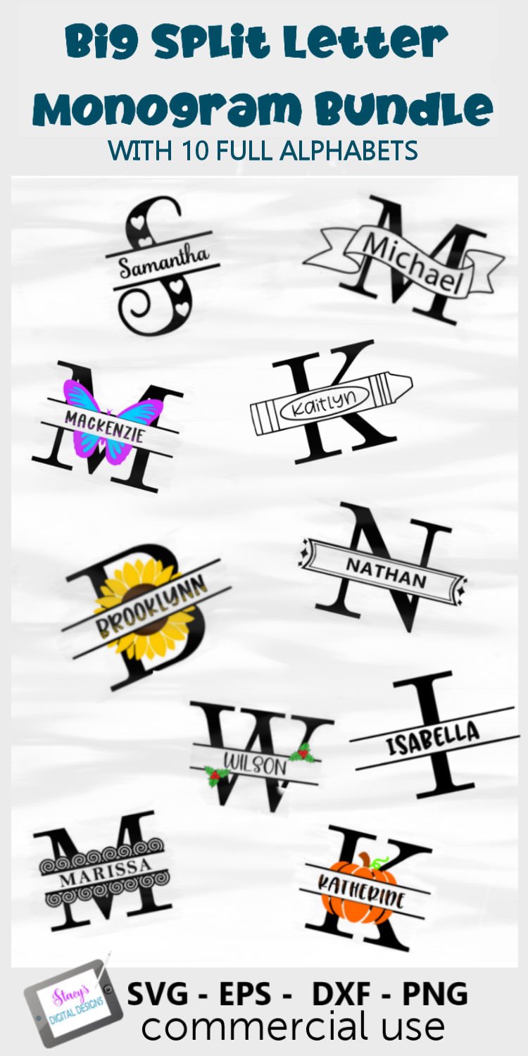 Monogram Bundle - Big Split Letter Monogram Bundle - 10 Sets