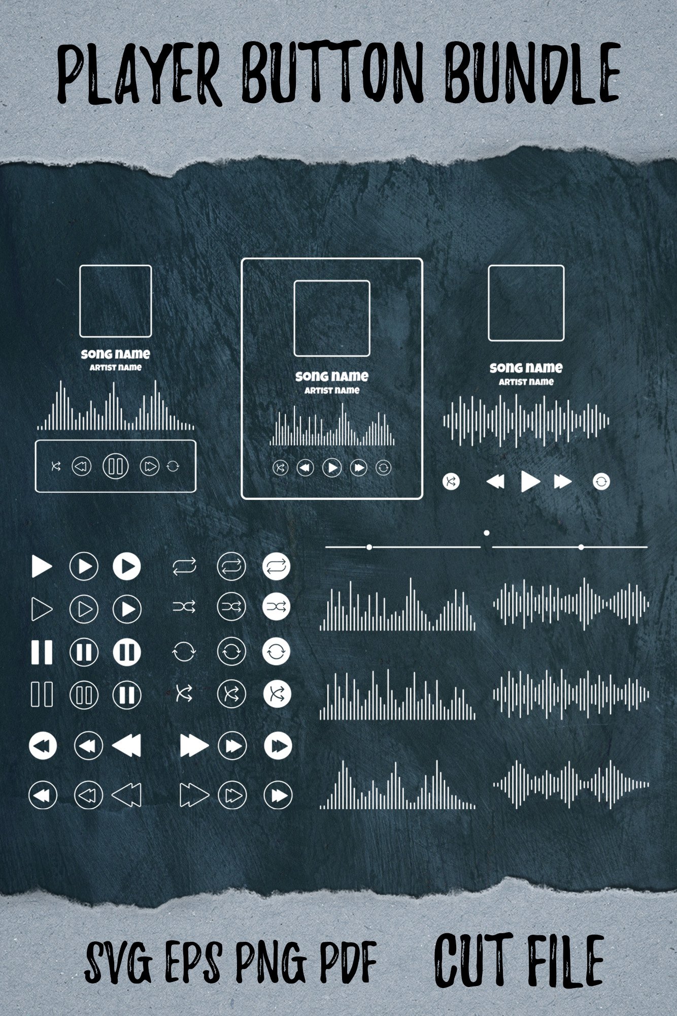 Music playlist progress bar custom templates and buttons SVG
